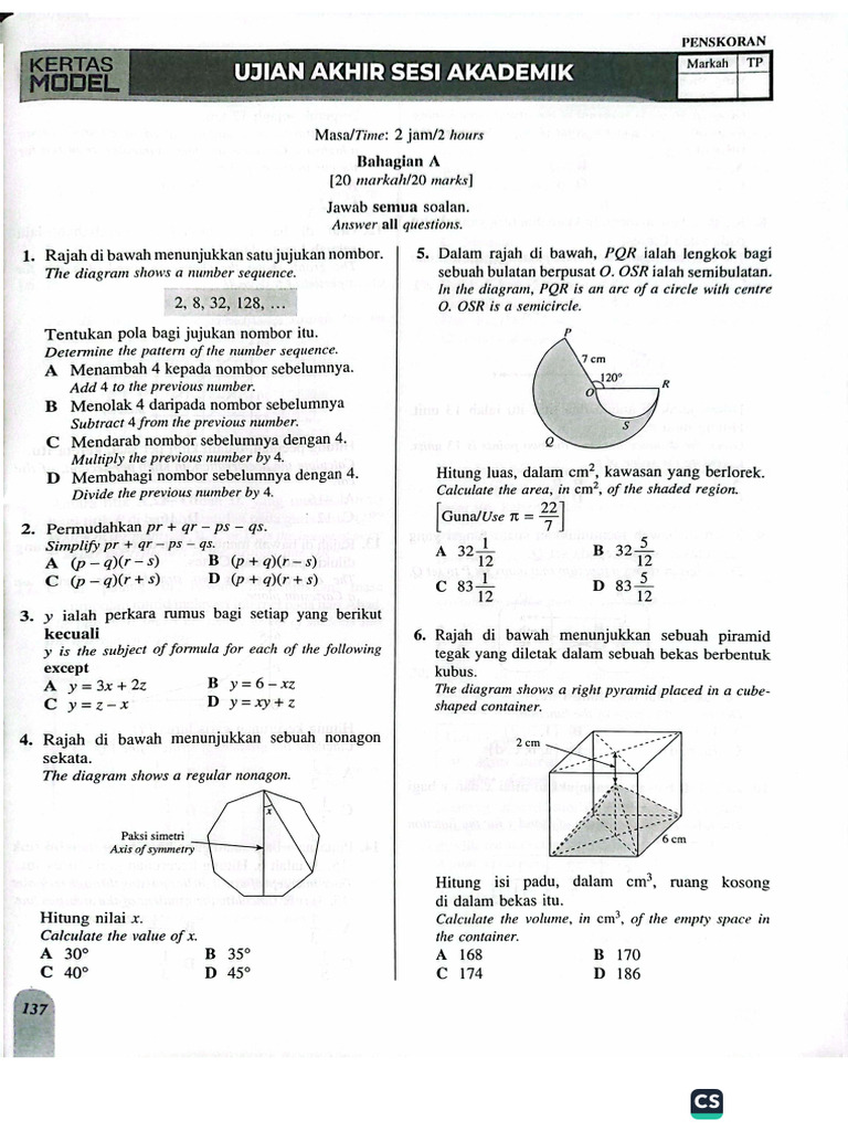 Uasa Strategi PDP Sasbadi f2 Math | PDF