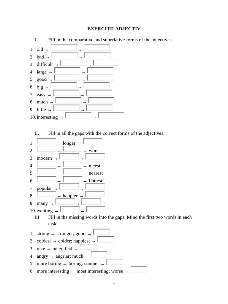 exercitii adjectiv | PDF | Adjective