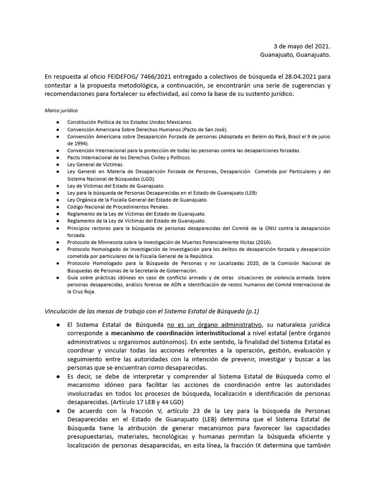 Propuesta Final Organizaciones Guanajuato/Respuesta Oficio FGEG Sobre ...