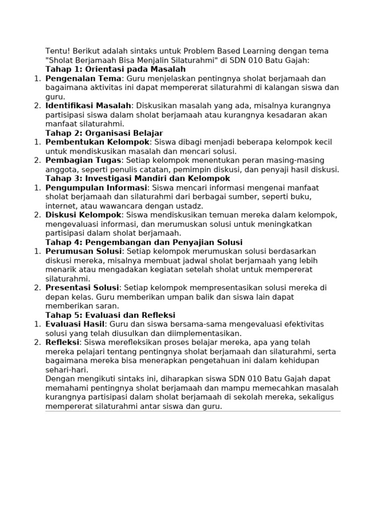 Sintak Sintak PBL | PDF