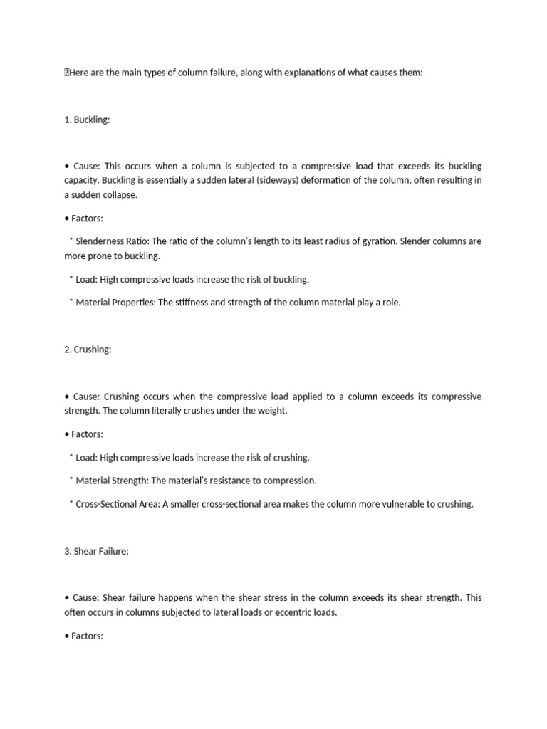 Types of Column Failure | PDF | Buckling | Strength Of Materials