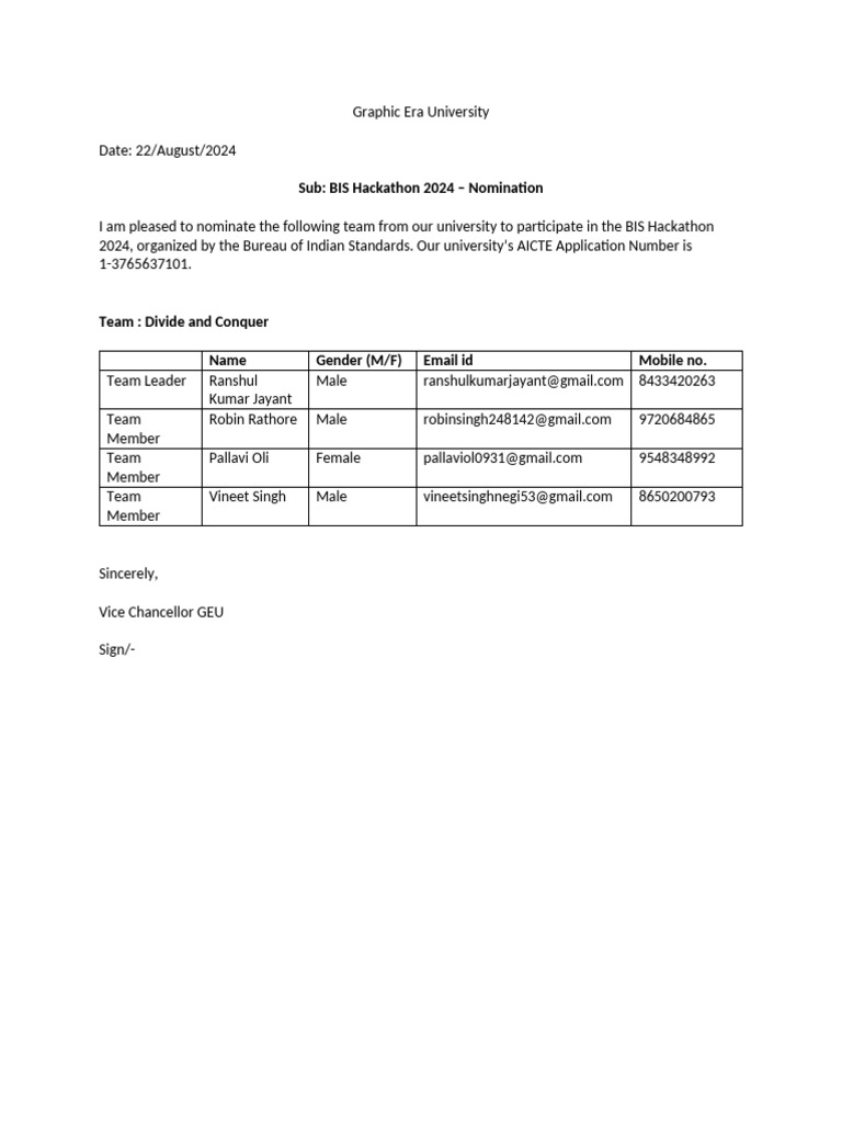 College Authorization Letter - SIH2023 | PDF