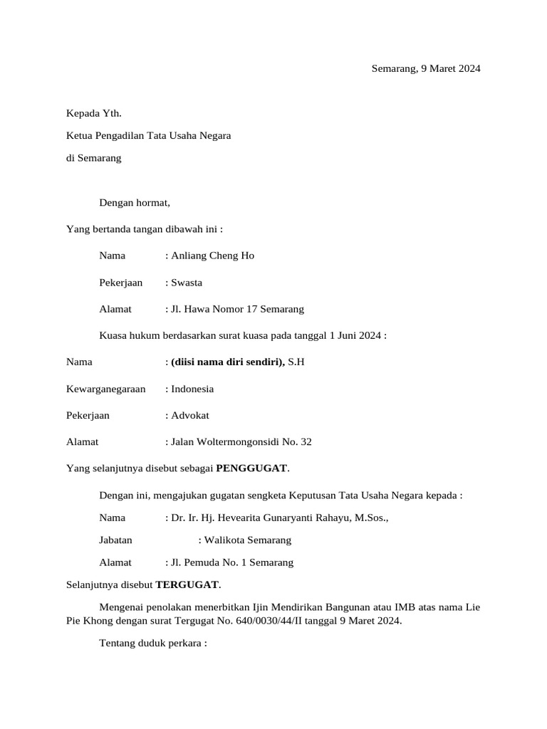 Surat Gugatan PTUN 3 | PDF