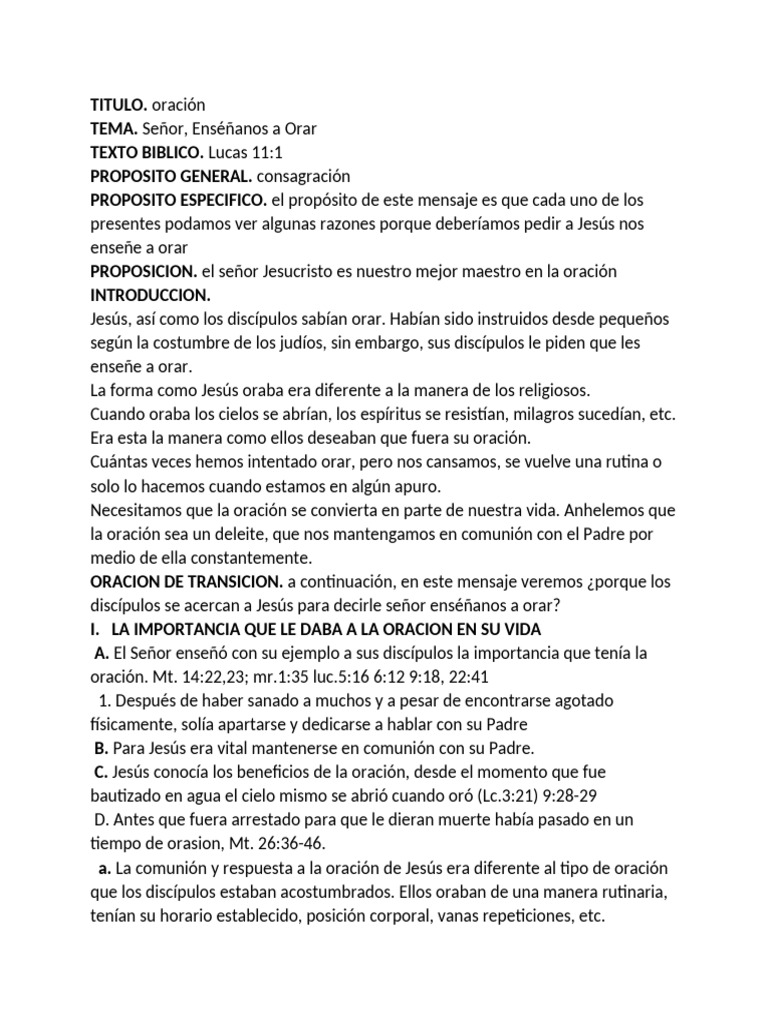 enseñanos a orar | PDF | Oración | Jesús