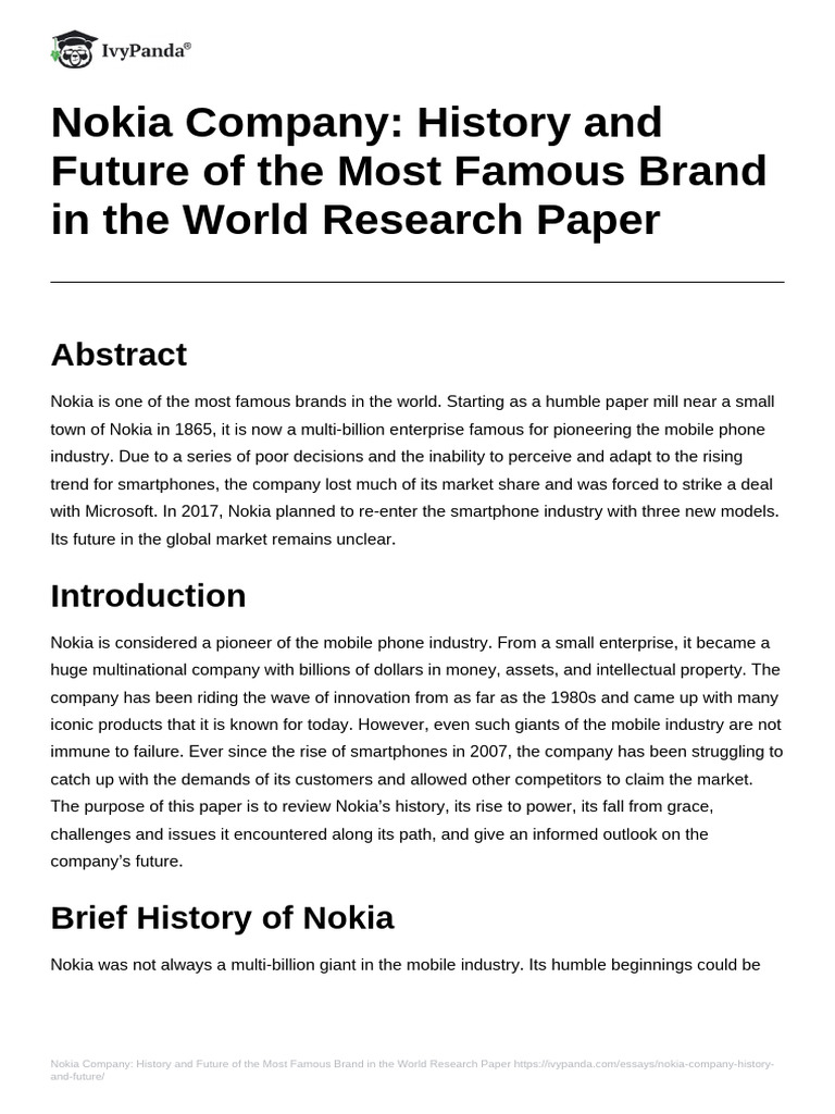 Nokia: History and Future Overview | PDF | Nokia | Smartphone