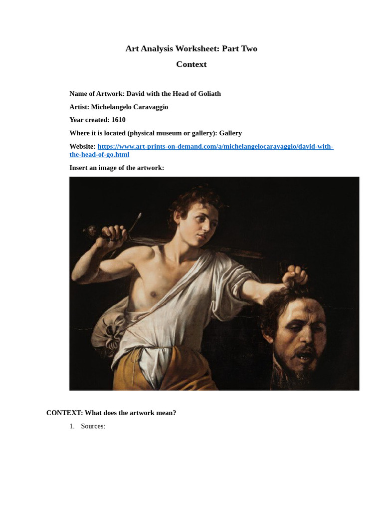 Art Analysis Worksheet Part Two Template - Docx66f17853646637367.edited ...