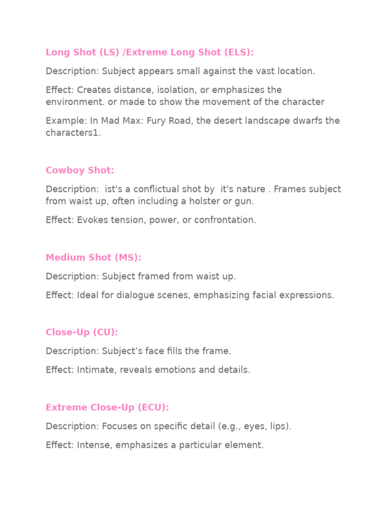 Cinema Shot and Angles 2 | PDF