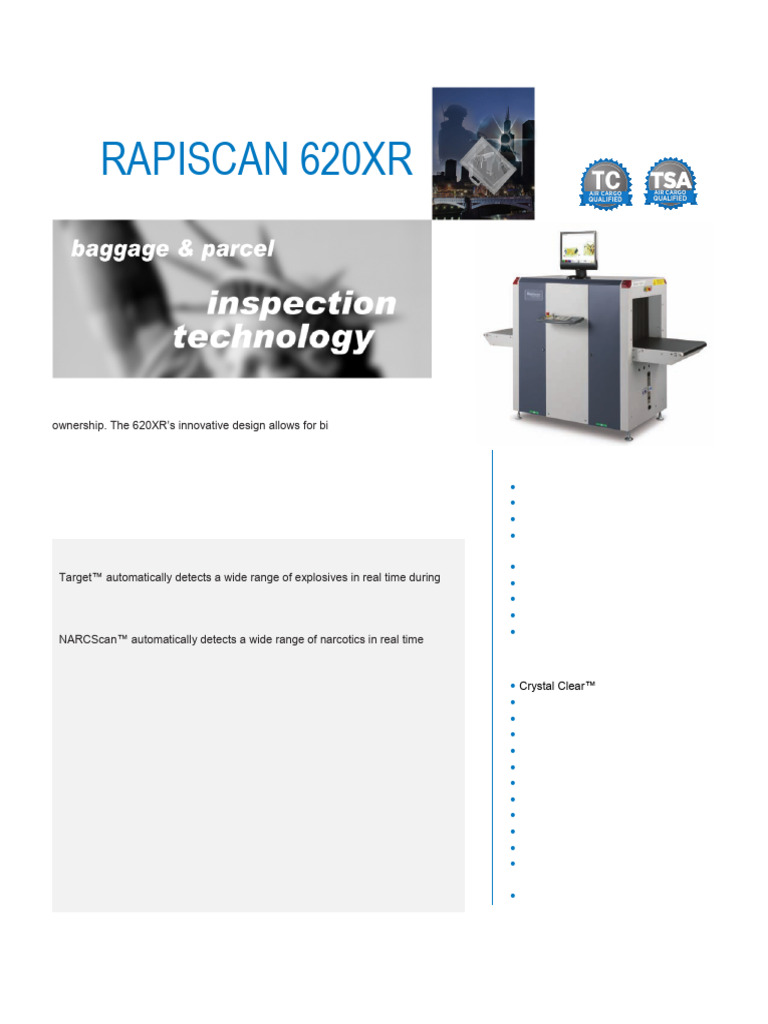 LS Rapiscan 620XR X Ray Screening | PDF | X Ray | Transportation Security Administration