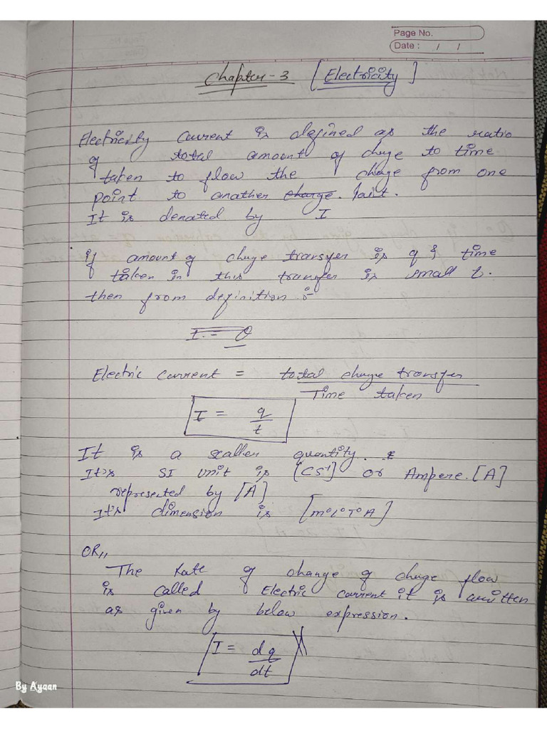 Current Electricity Handwritten Notes | PDF
