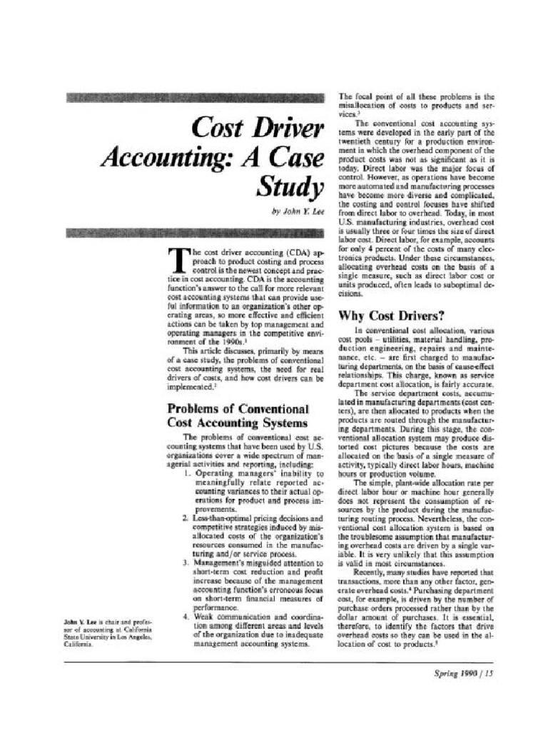 Cost Driver Accounting: A Case Study | PDF | Financial Accounting ...