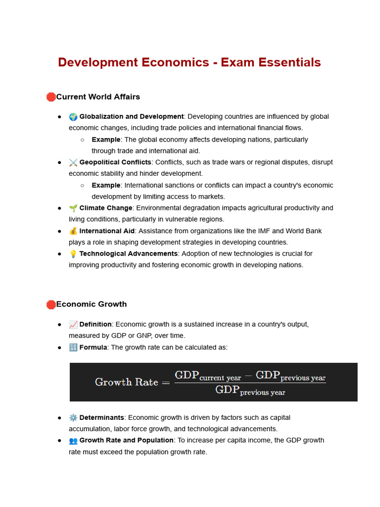 Development Economics Exam Guide | PDF | Gross Domestic Product ...