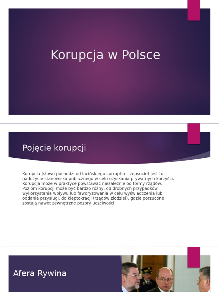 Korupcja W Polsce-Prezentacja | PDF