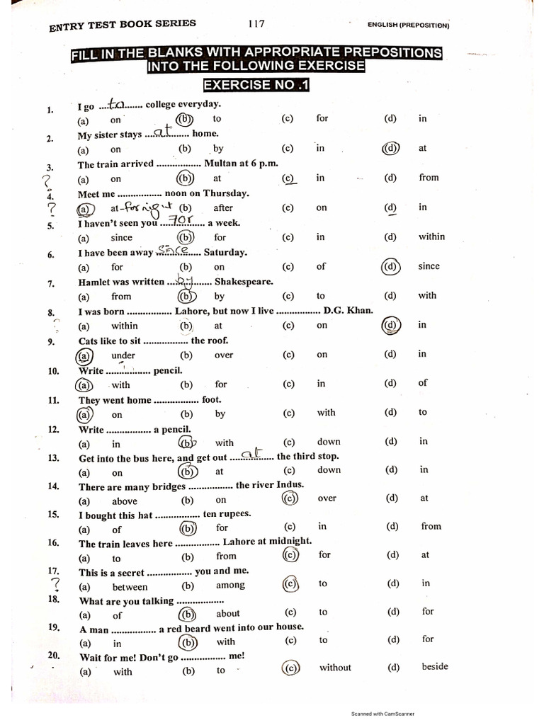 Preposition Exercise by Khan | PDF