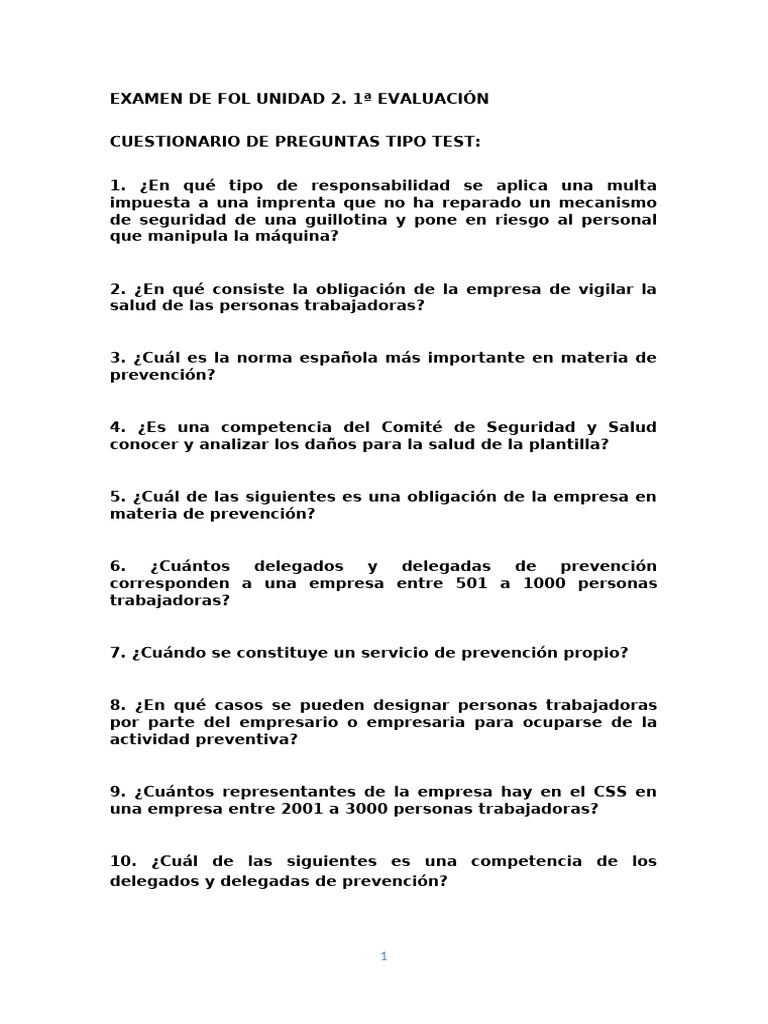 Enunciados Test Fol | PDF | Negocios