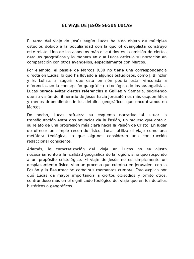 El Viaje Teológico de Jesús en Lucas | PDF