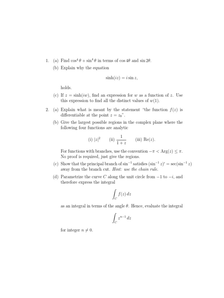 Exam Practice Complex Analysis | PDF | Mathematical Analysis | Mathematical Objects