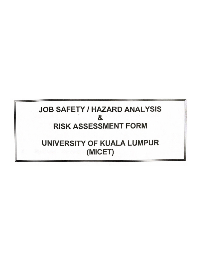 Job Safety Hazard Analysis PDF | PDF