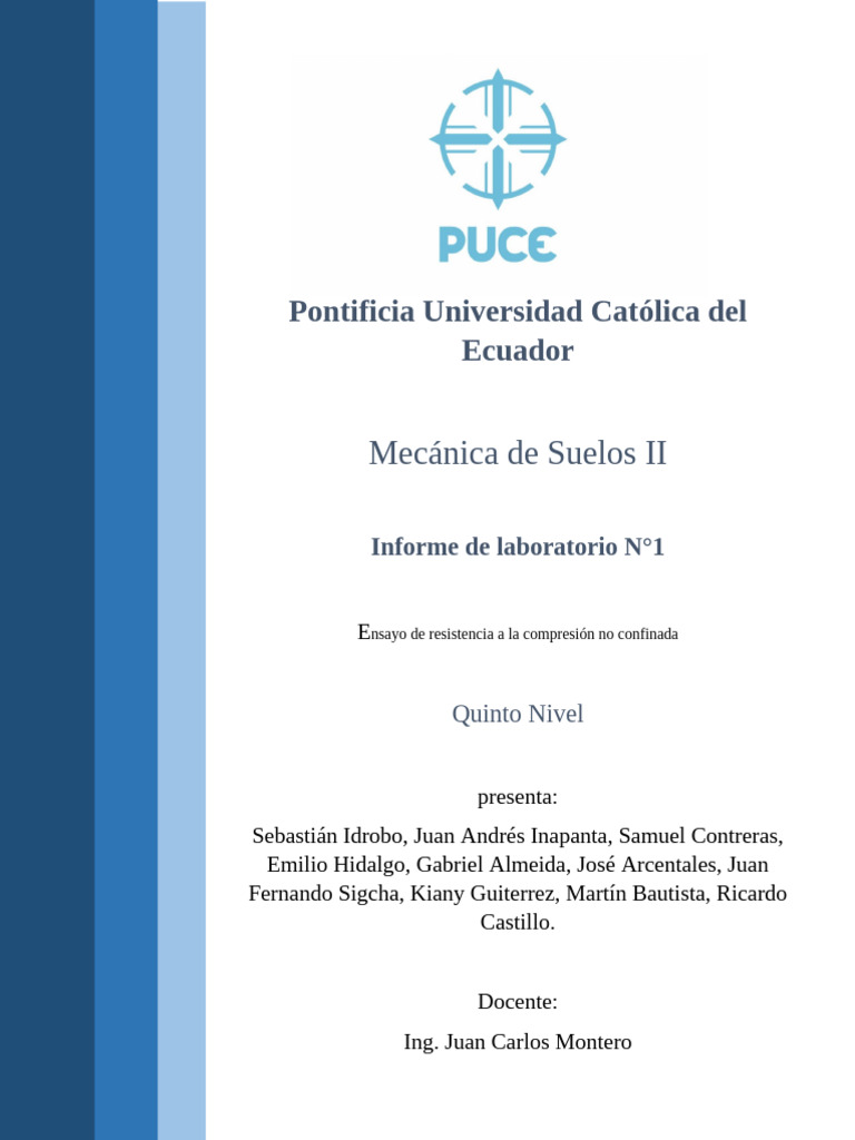 El Ensayo de Resistencia A La Compresión No Confinada Ha Sido Realizado en Base A La Norma ASTM ...