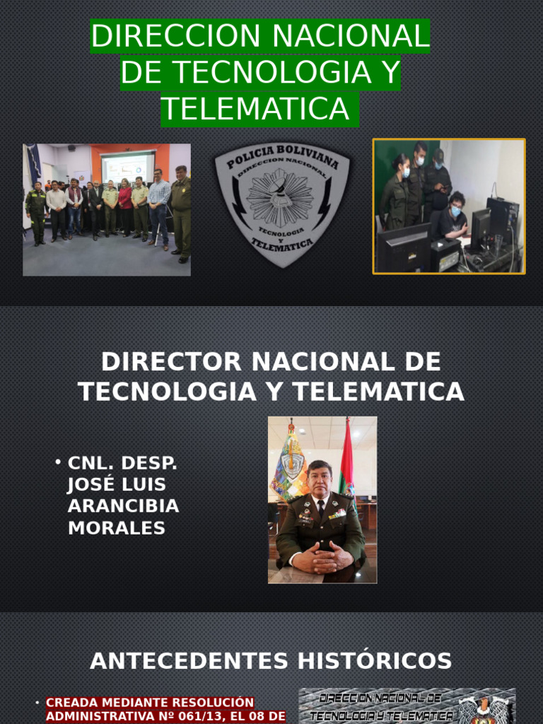Direccion Nacional de Tecnologia y Telematica | PDF | Policía | Bolivia