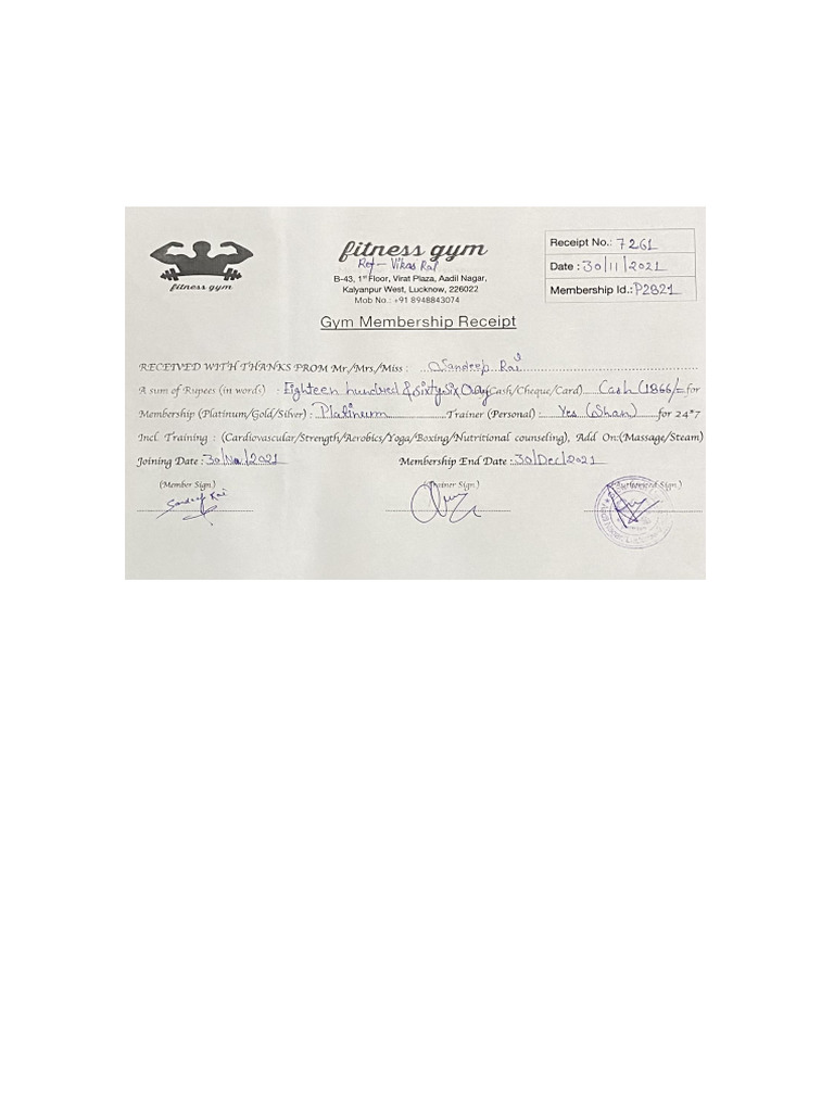 Gym Invoice Dec Month | PDF