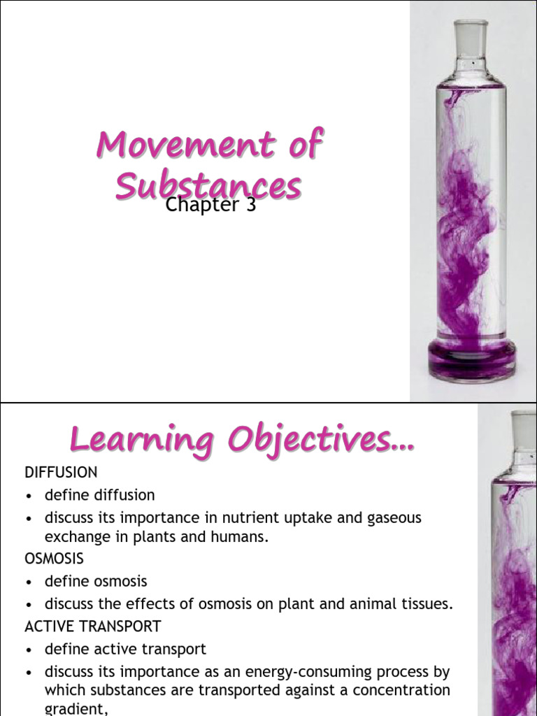 Pure Bio CHP 3 Movement of Substances | PDF | Osmosis | Diffusion