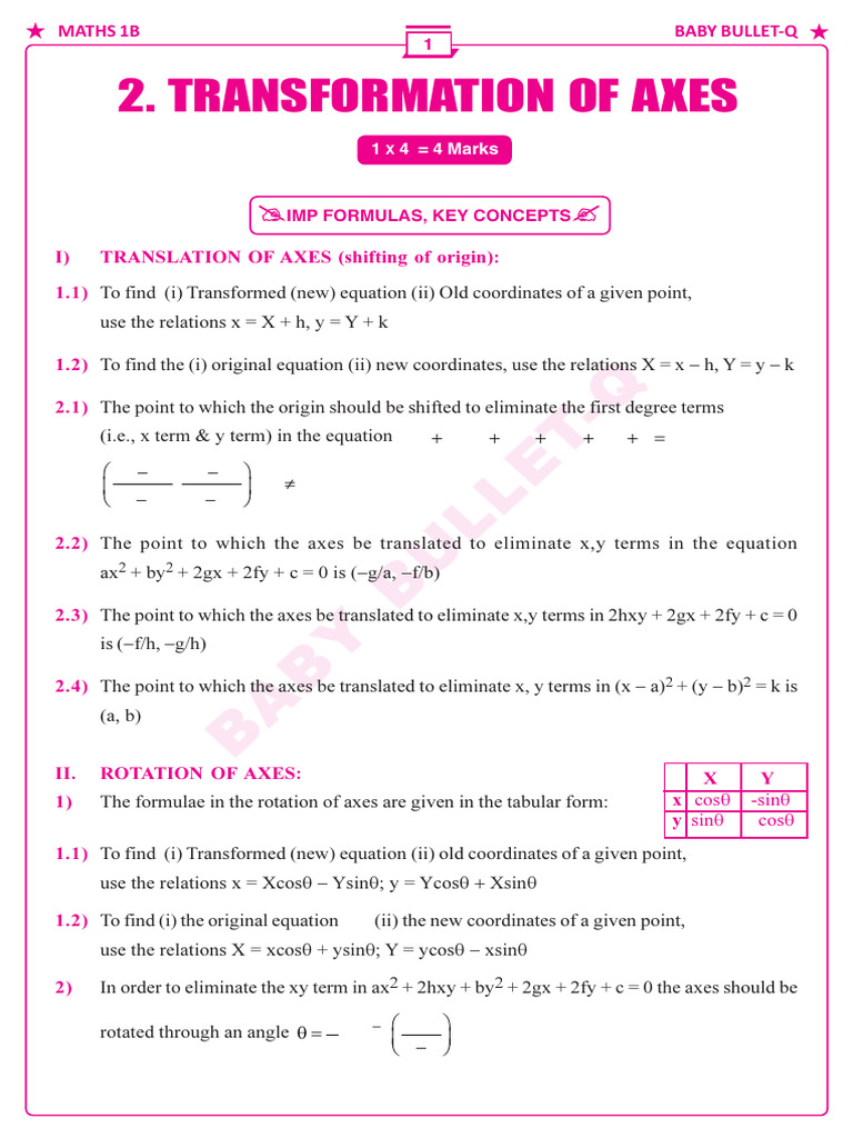 2 Transformation of Axes | PDF | Cartesian Coordinate System | Algebra