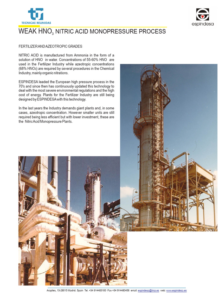 2.-Ficha HNO3 MONOPRESSURE | PDF | Nitric Acid | Ammonia