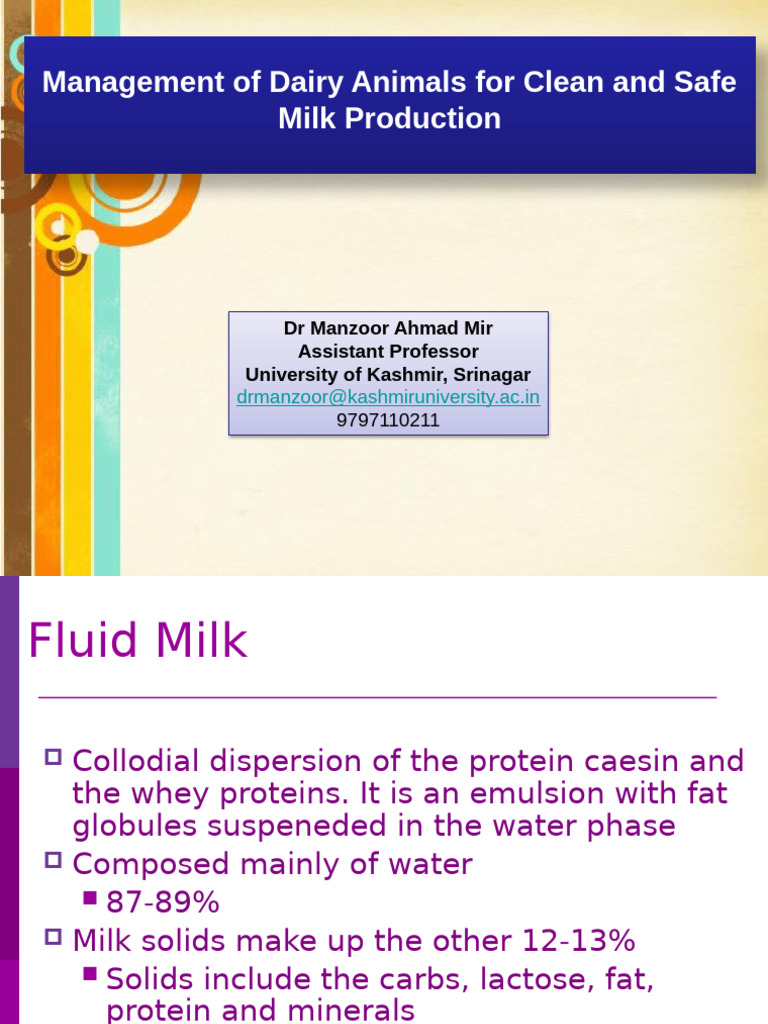 Clean Milk Production Management | PDF | Milk | Dairy
