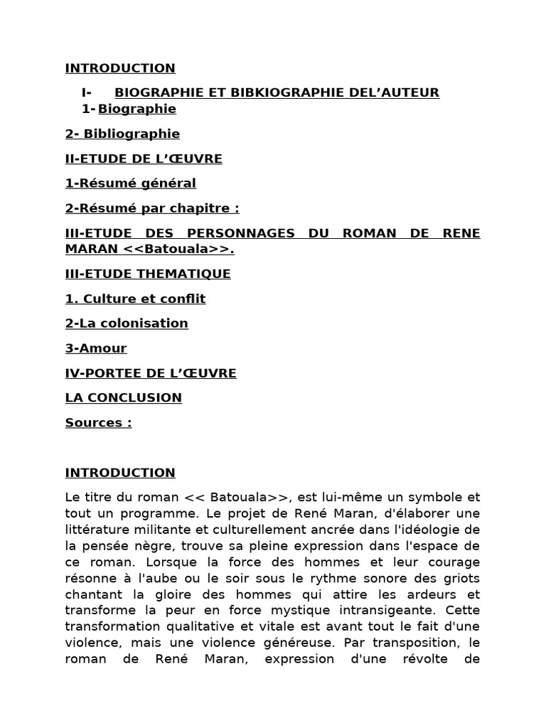 Analyse de "Batouala" de René Maran | PDF