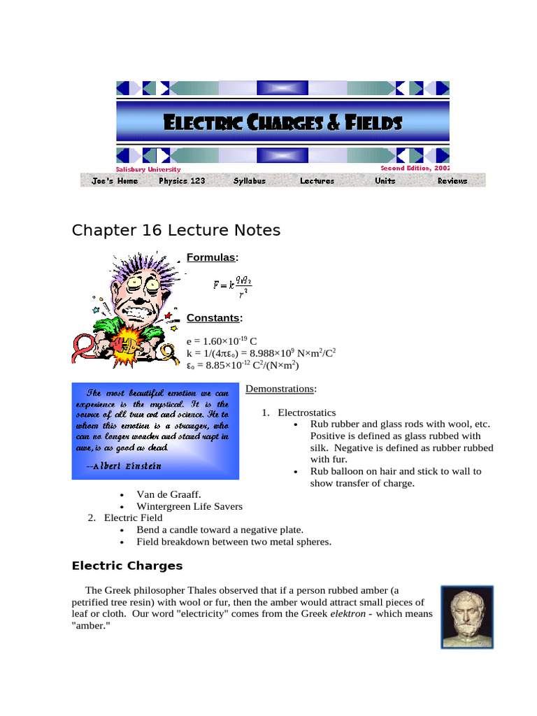 Chapter 16 ( Electromagnetic Fields and Waves) | PDF | Electric Charge ...