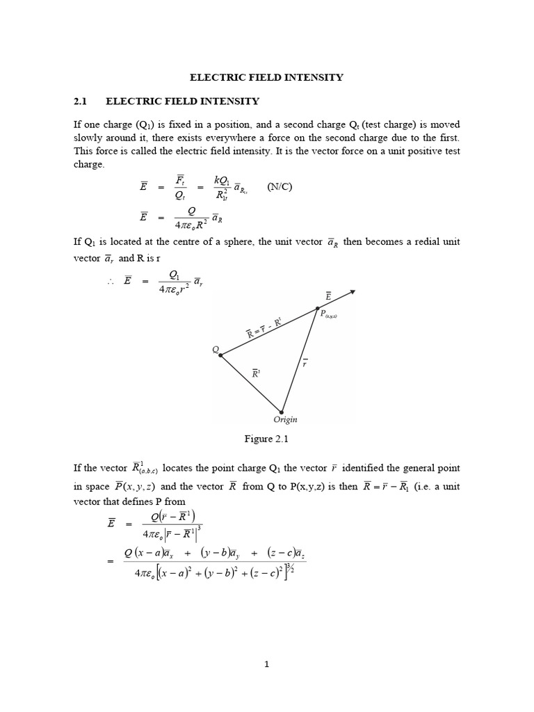 2 Electric Field Intensity | PDF | Electric Field | Volume