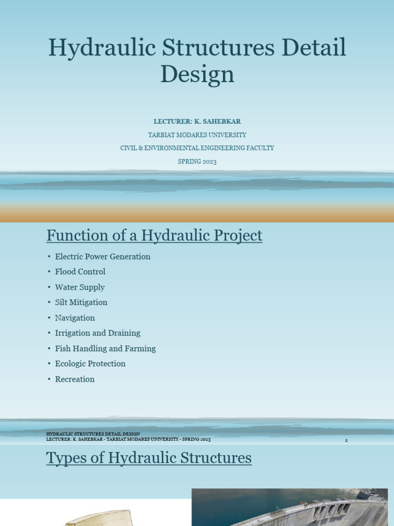 4012 Hydraulic Structures Detail Design - Sahebkar - Spring 2023 - 1 | PDF | Dam | Applied And ...
