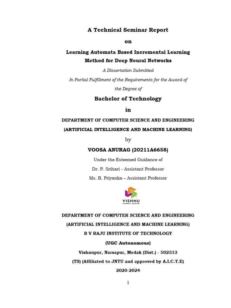 20211a6658.technical Seminar | PDF | Artificial Neural Network | Deep Learning