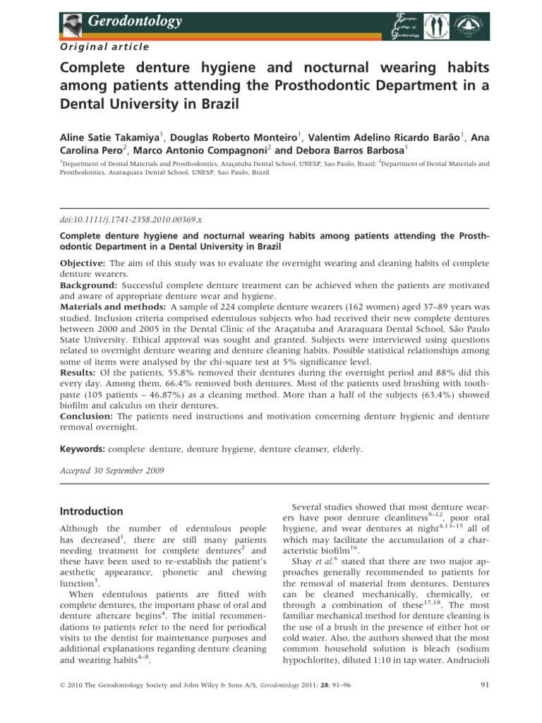 Gerodontology - 2011 - Takamiya - Complete Denture Hygiene and ...