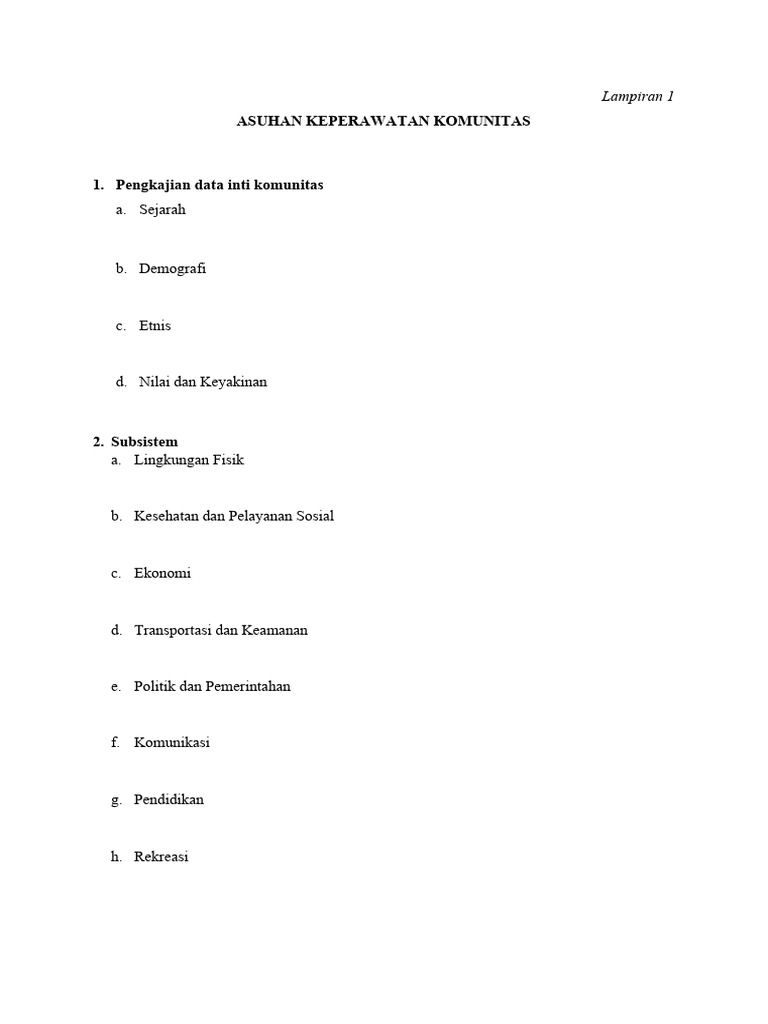 Format Asuhan Keperawatan Komunitas | PDF