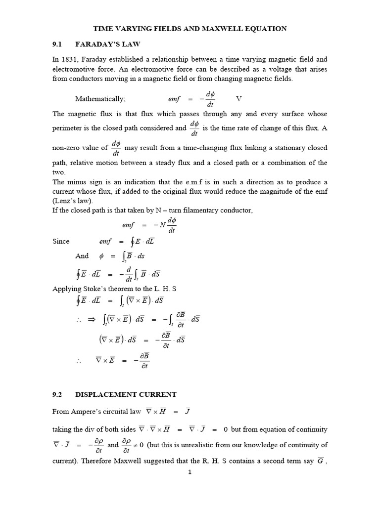 9 Time Varying Fields And Maxwell Equation1 Pdf Theoretical Physics