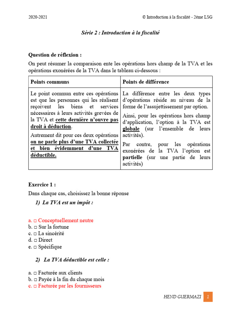 Correction TD 2 | PDF | Taxe sur la valeur ajoutée | Tunisie