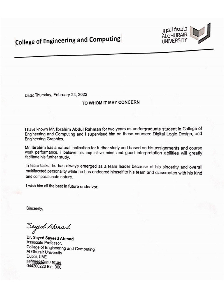Recommendation Letter 1 | PDF