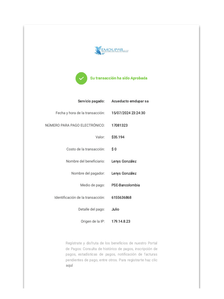 Comprobante de Pago (1) Perico | PDF