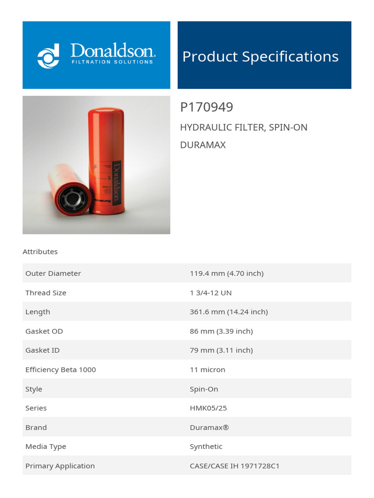 Donaldson_P170949_Specification_Sheet (1) | PDF