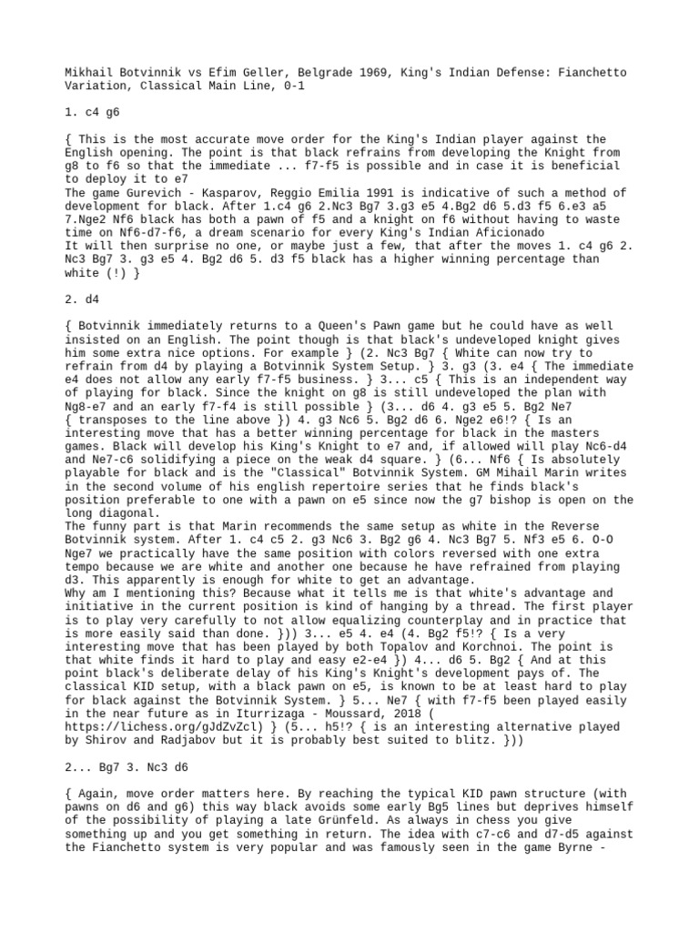 Mikhail Botvinnik Vs Efim Geller, Belgrade 1969 | PDF | Traditional Games | Competitive Games