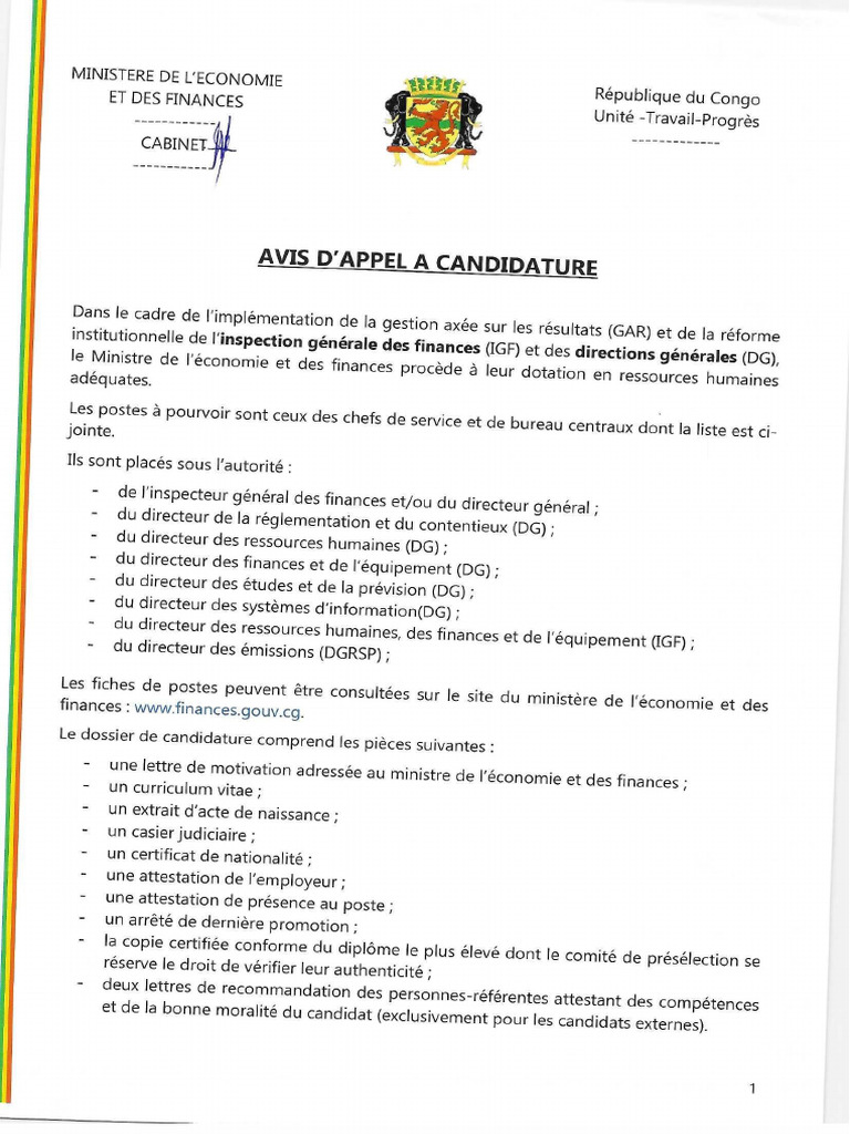 Avis D'appel A Candidature | PDF
