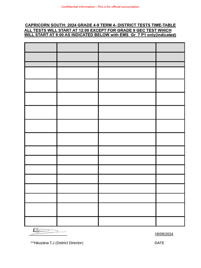 GET Timetable 2024 With GR 7 Indicated For EMS One Paper | PDF