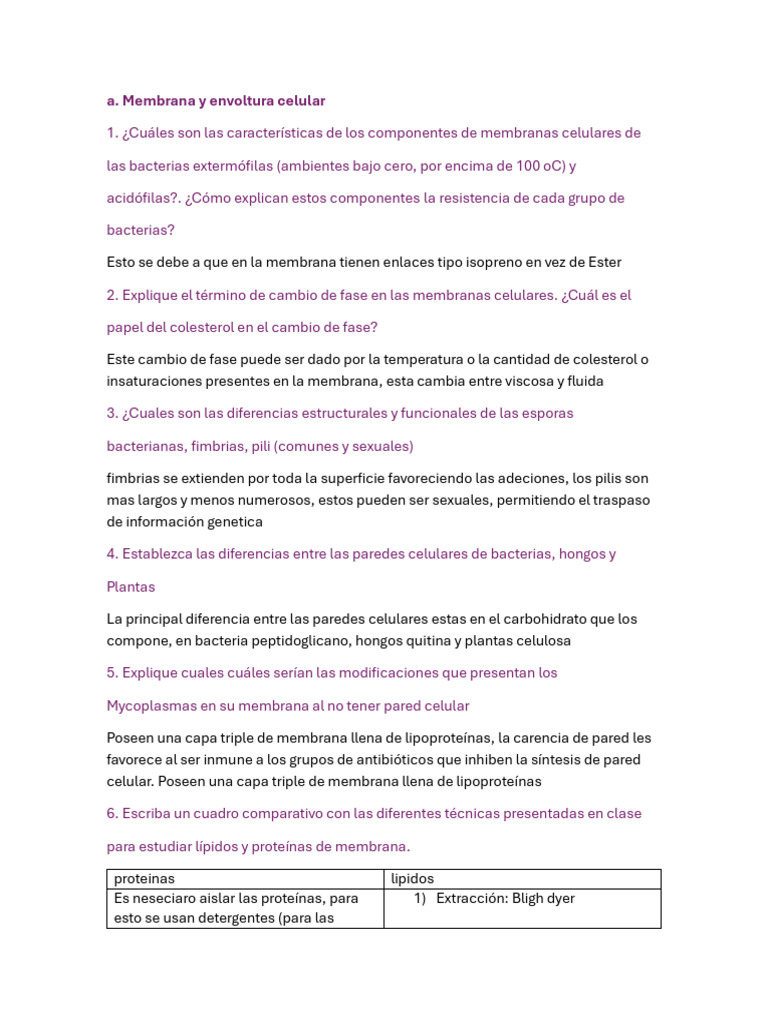 Taller Unidad 2 Biocel | PDF | Membrana celular | Proteínas