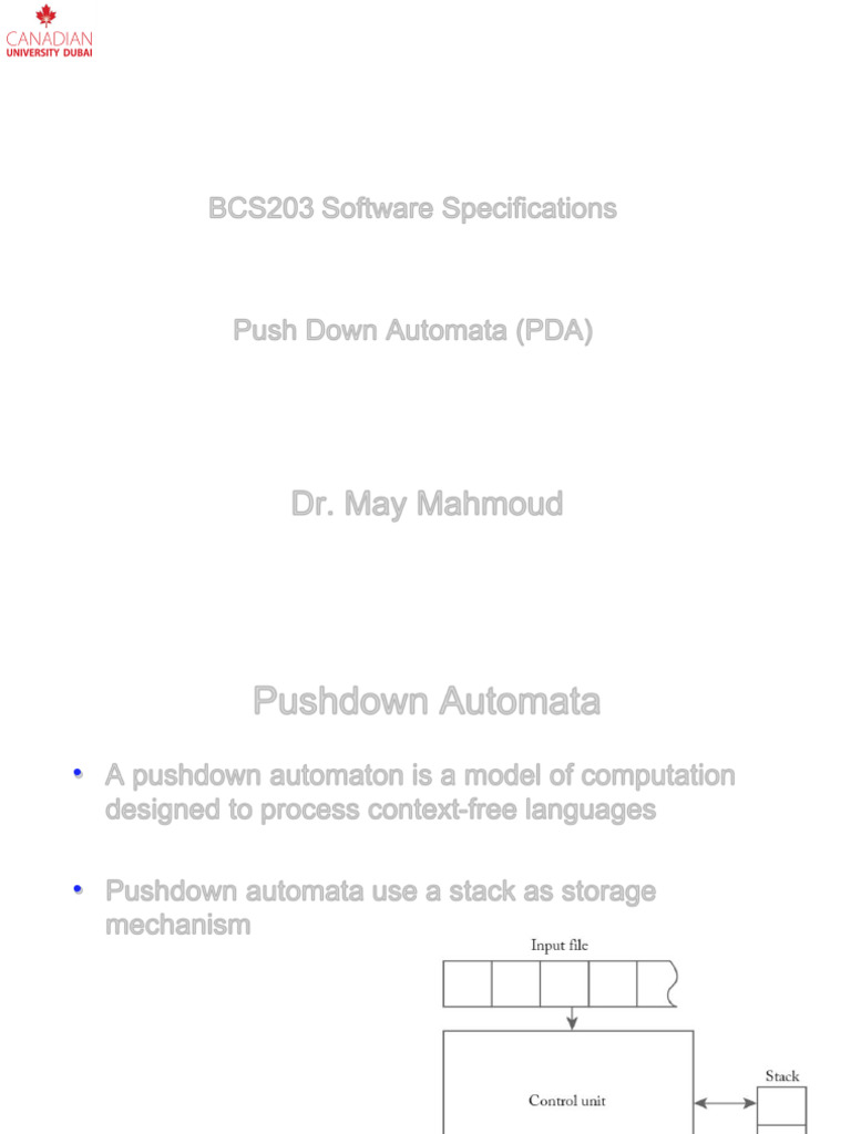 08BSC203 - Push Down Automata 2 | PDF | Theoretical Computer Science | Formal Methods