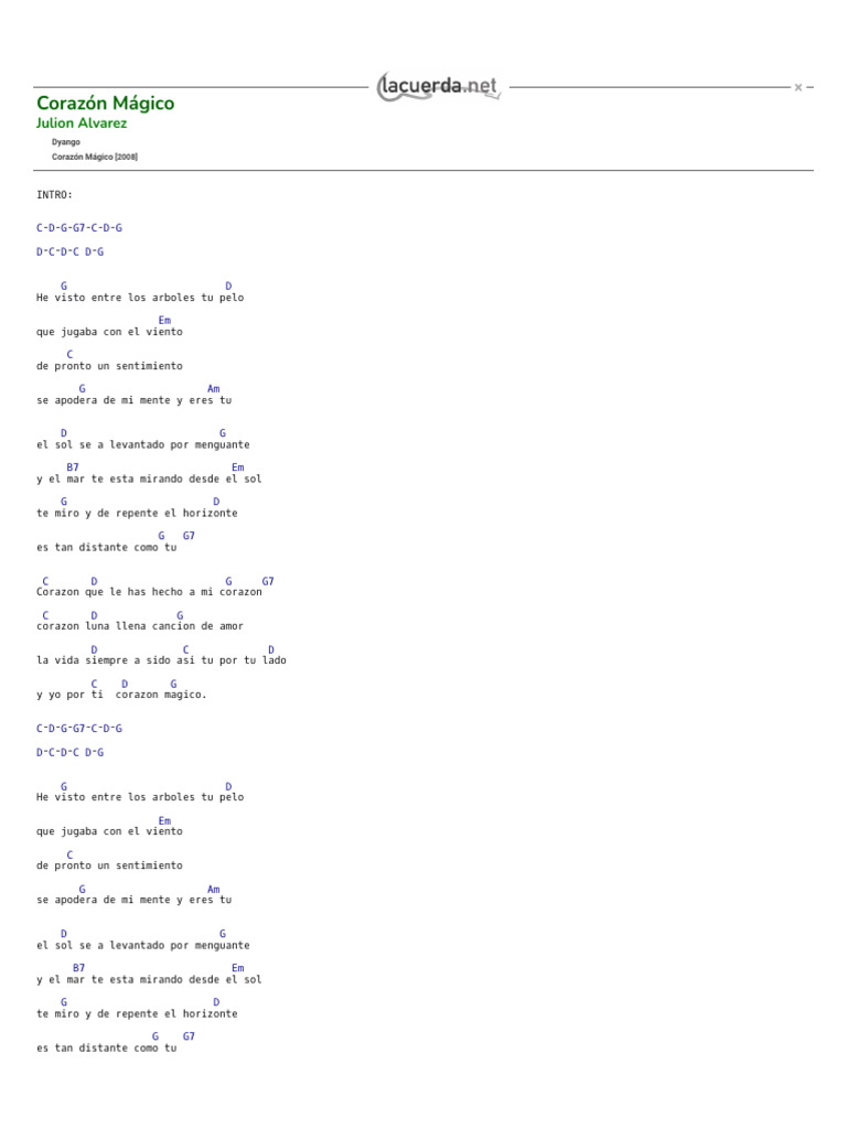 Corazón Mágico: Letra y Acordes | PDF