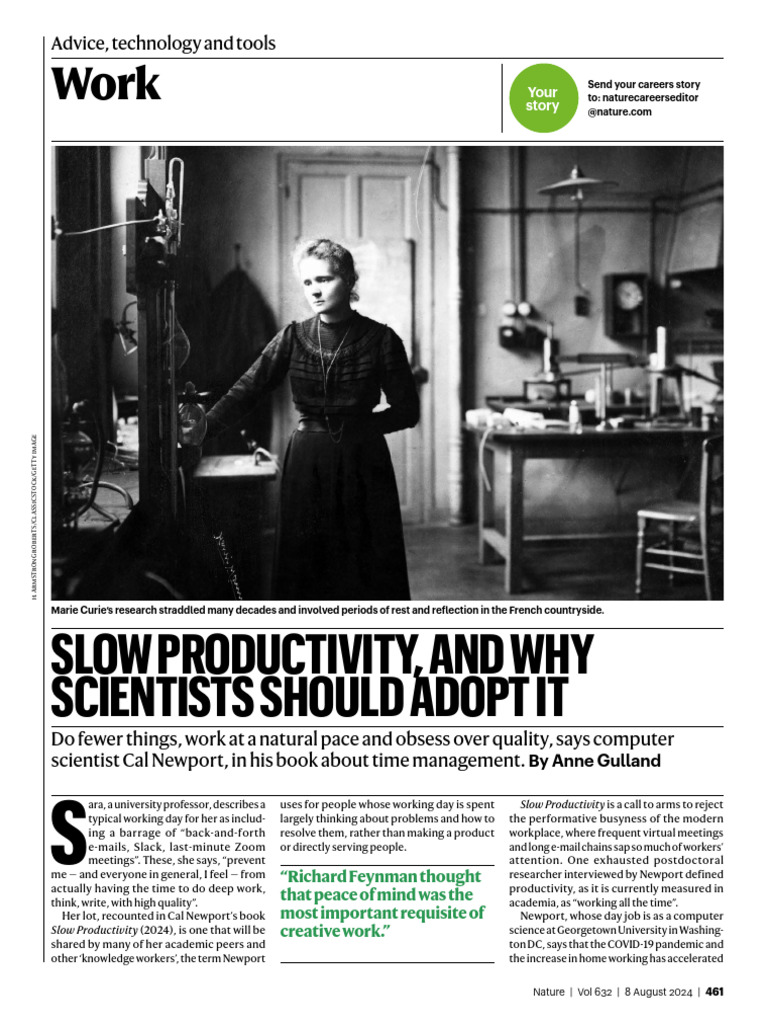 Slow Productivity, and Why Scientists Should Adopt It: Advice ...