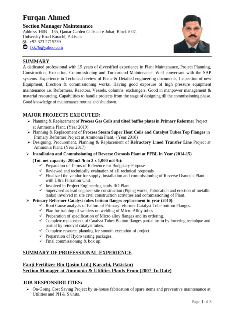 Furqan Ahmed Resume 2022 | PDF