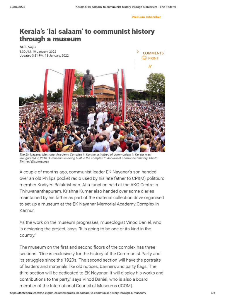 Kerala's Lal Salaam' To Communist History Through A Museum - The ...