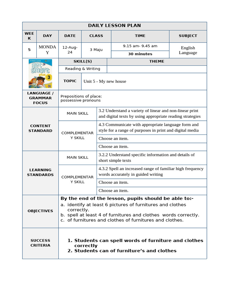 YEAR 3 LESSON PLAN (Week 5) | PDF | Lesson Plan | English Language